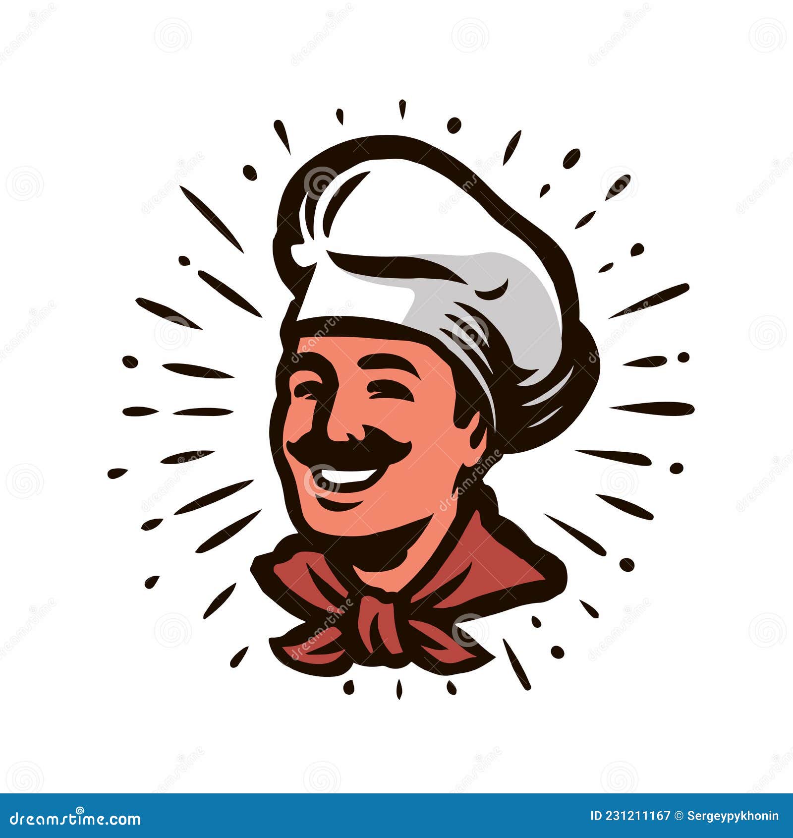 Chef Portrait with Hat. Design Element for Restaurant or Cafe Menu ...