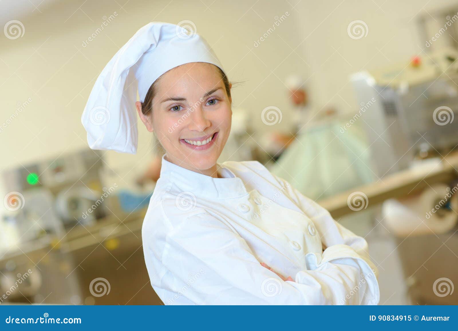 Chef posing inside kitchen stock image. Image of kitchen - 90834915
