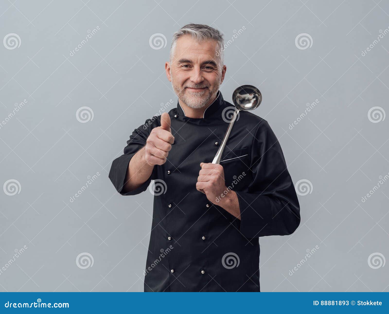 Chef Posing with a Spoon Ladle Stock Image - Image of cooking ...
