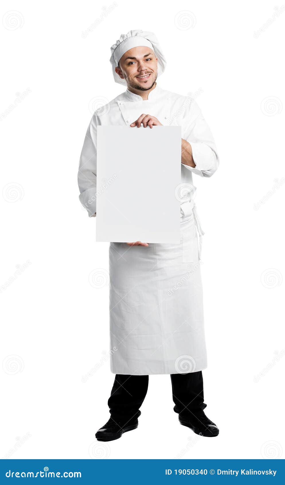 Chef with Poster Board Isolated Stock Photo - Image of cooker, person ...