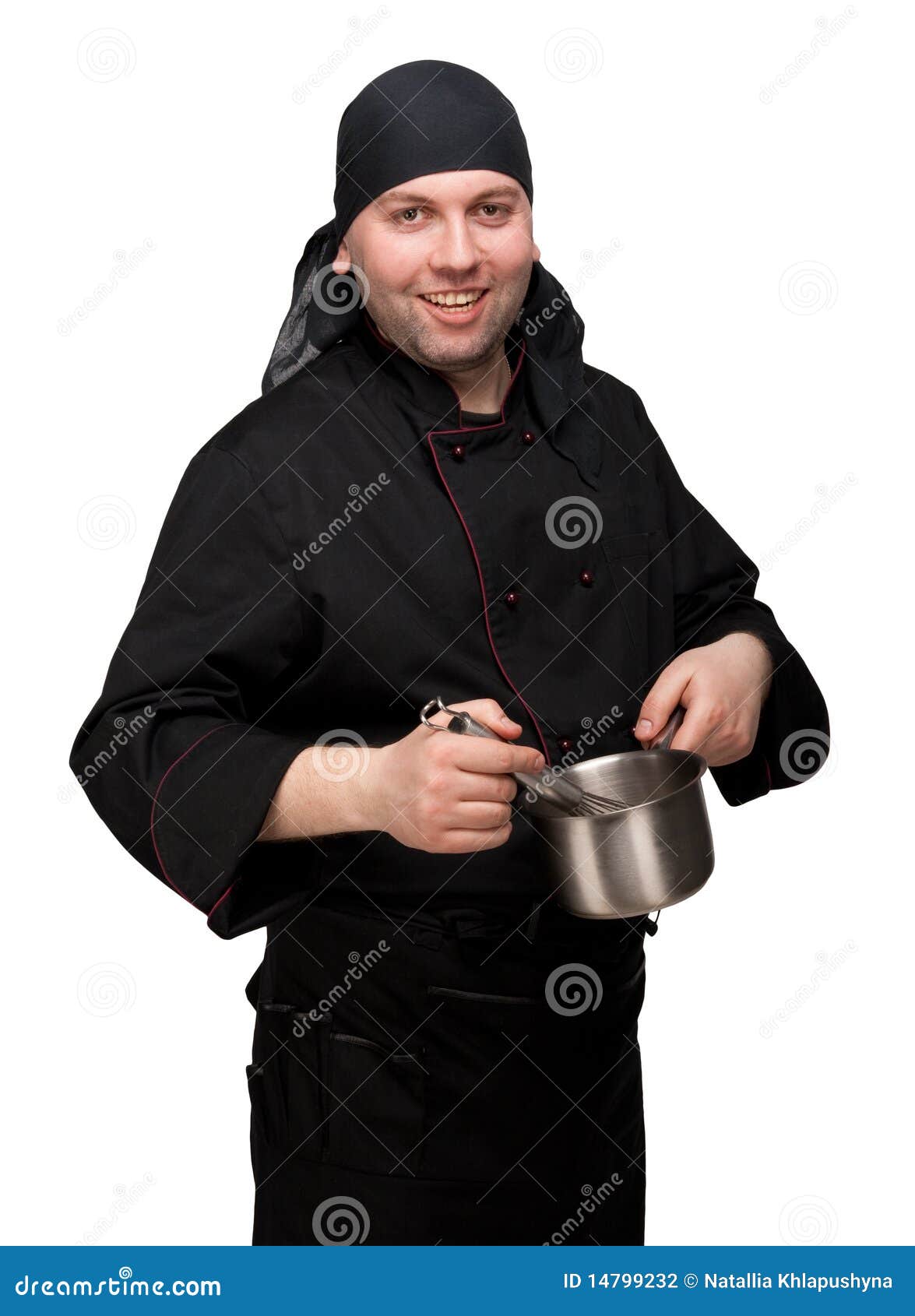 Chef with pot stock photo. Image of cook, apron, whisk - 14799232