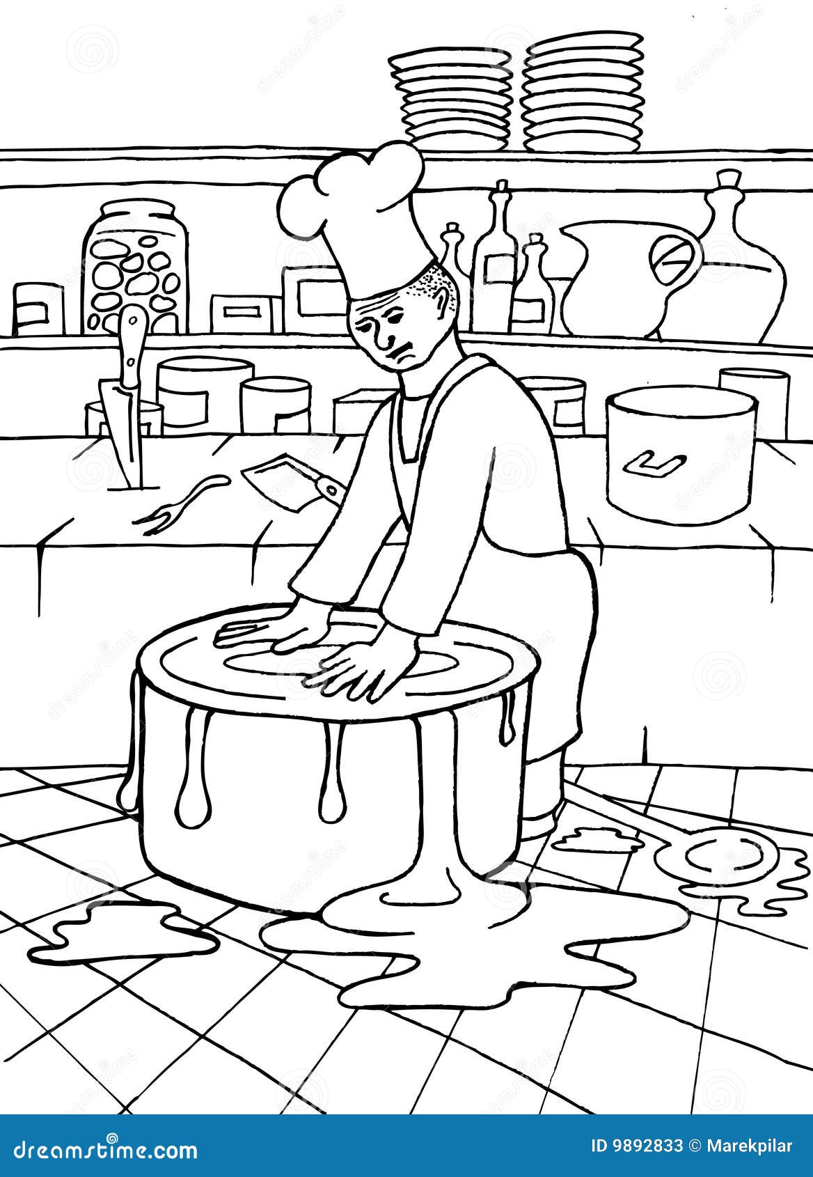 Chef and pot stock vector. Illustration of kitchen, cooking - 9892833