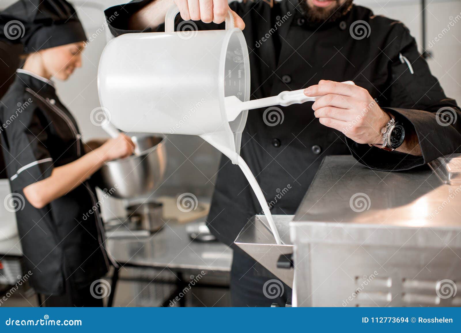 Chef cook making ice cream stock photo. Image of product - 112773694