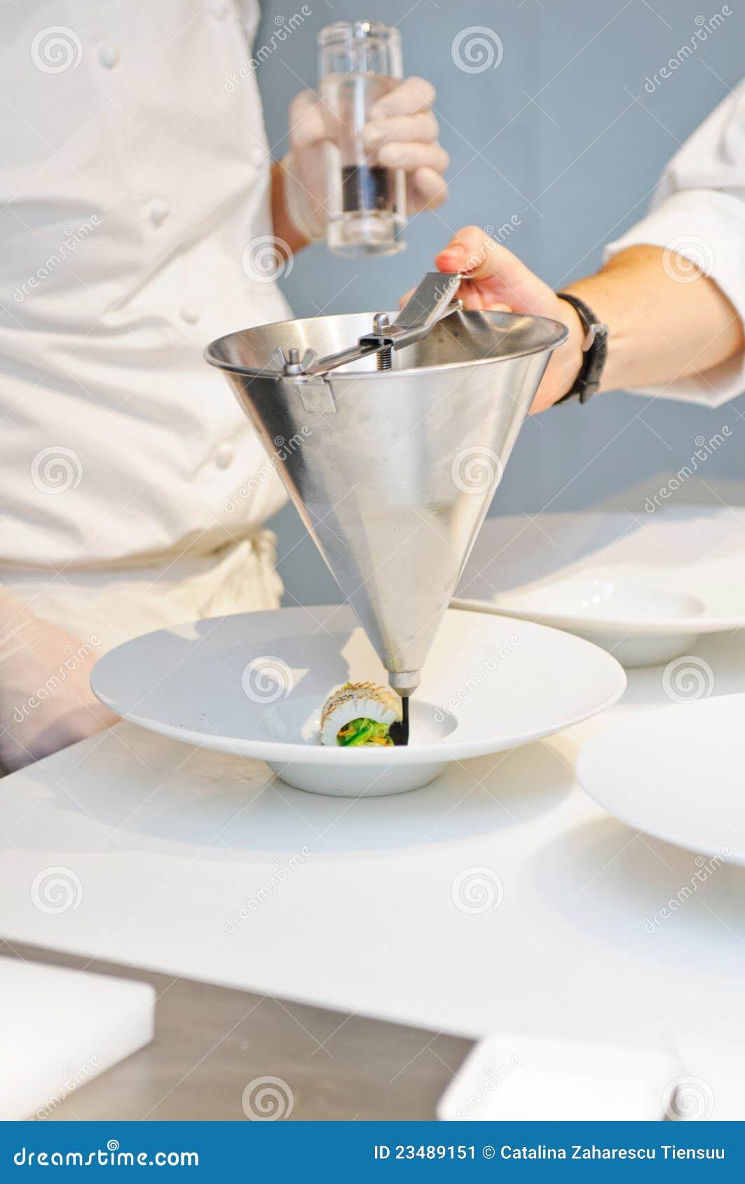 Chef pouring ink sauce stock image. Image of preparation - 23489151