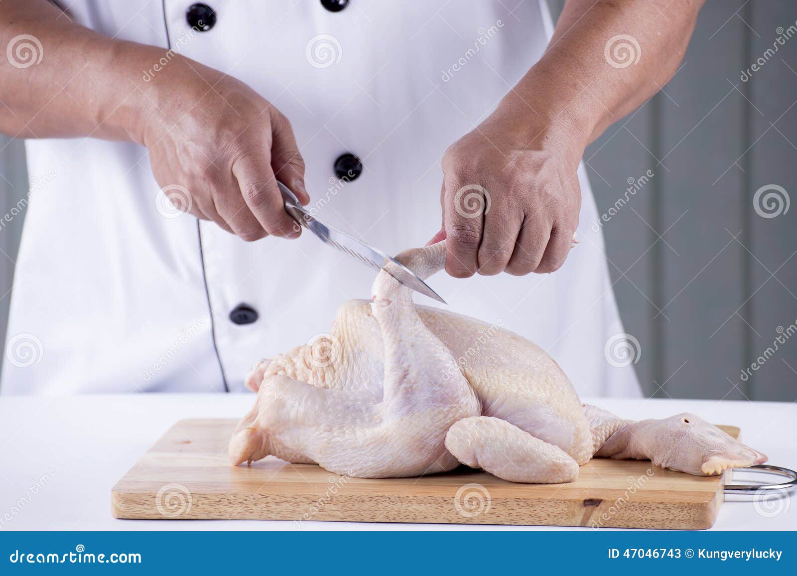 Chef Prepared Chopping Raw Chicken Stock Image - Image of poultry ...