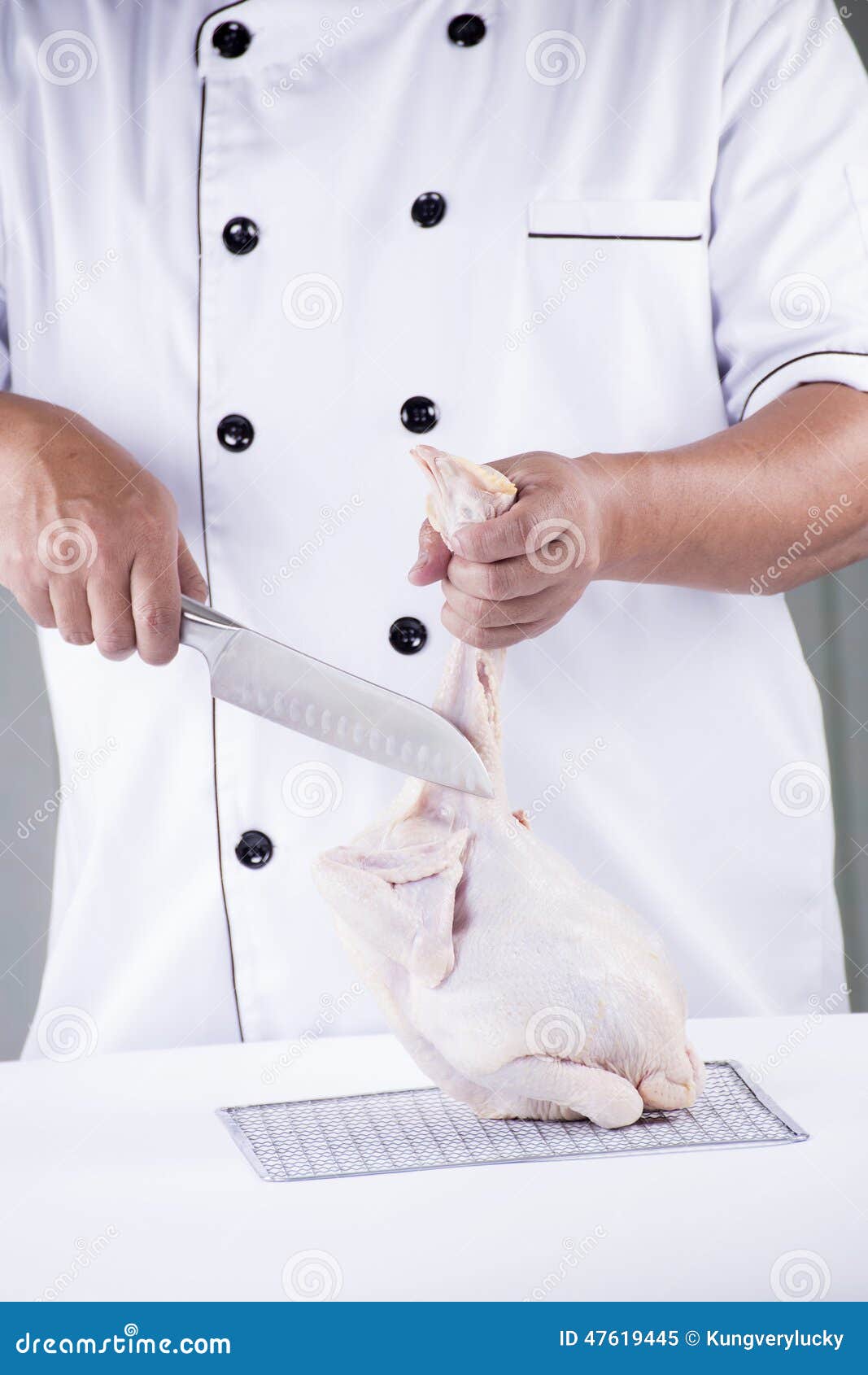 Chef Prepared Chopping Raw Chicken Stock Image - Image of people, chef ...
