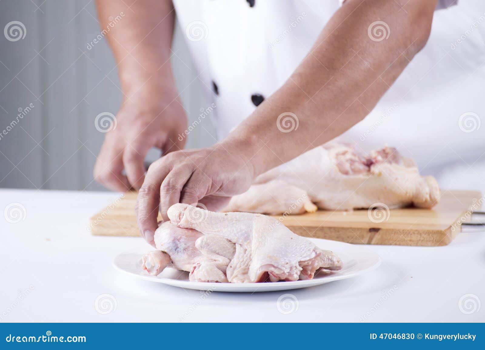 Chef Prepared Cooking Raw Chicken Stock Photo - Image of board, meat ...