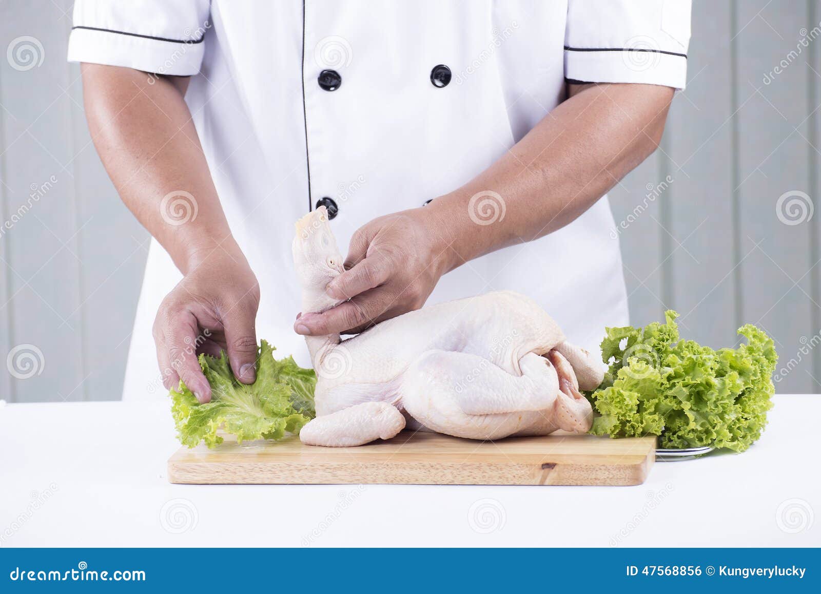 Chef Prepared Cooking Raw Chicken Stock Photo - Image of ingredient ...