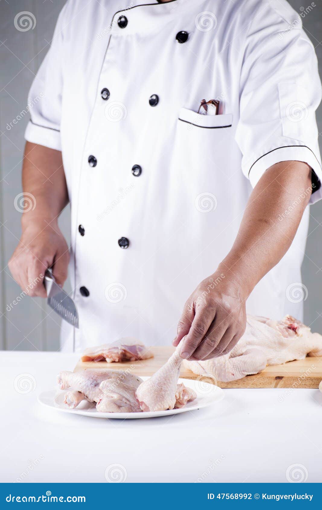 Chef Prepared Cooking Raw Chicken Stock Photo - Image of turkey, brown ...