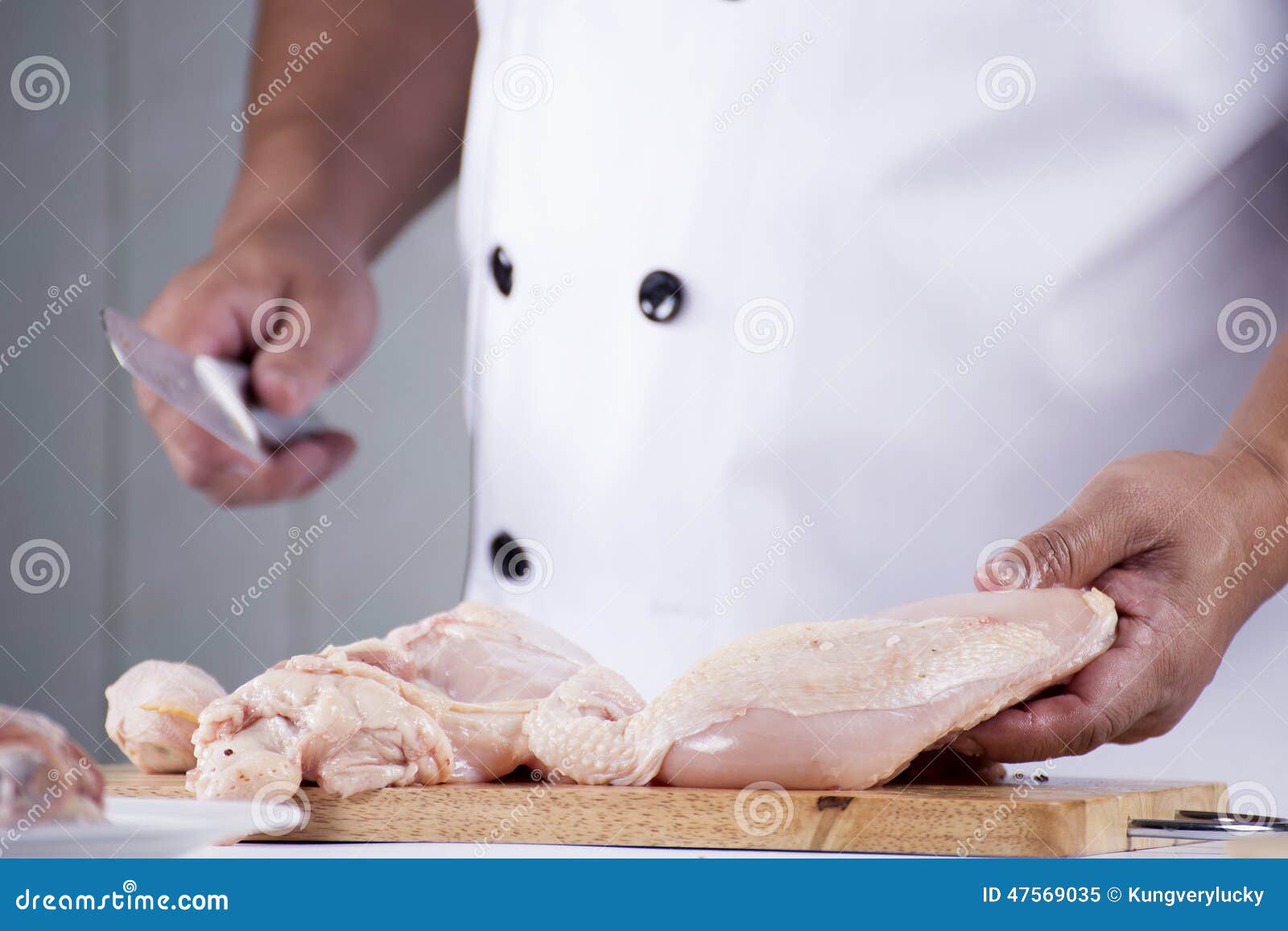 Chef Prepared Cooking Raw Chicken Stock Image - Image of healthy ...