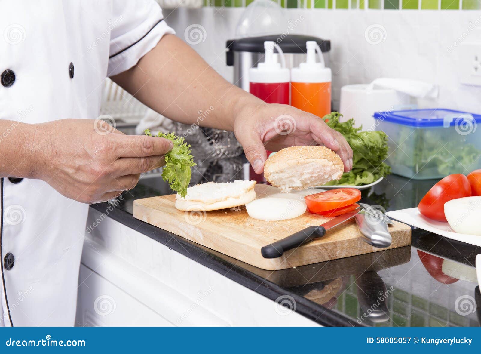 Chef Prepared Vegetable on the Bun Stock Image - Image of preparation ...