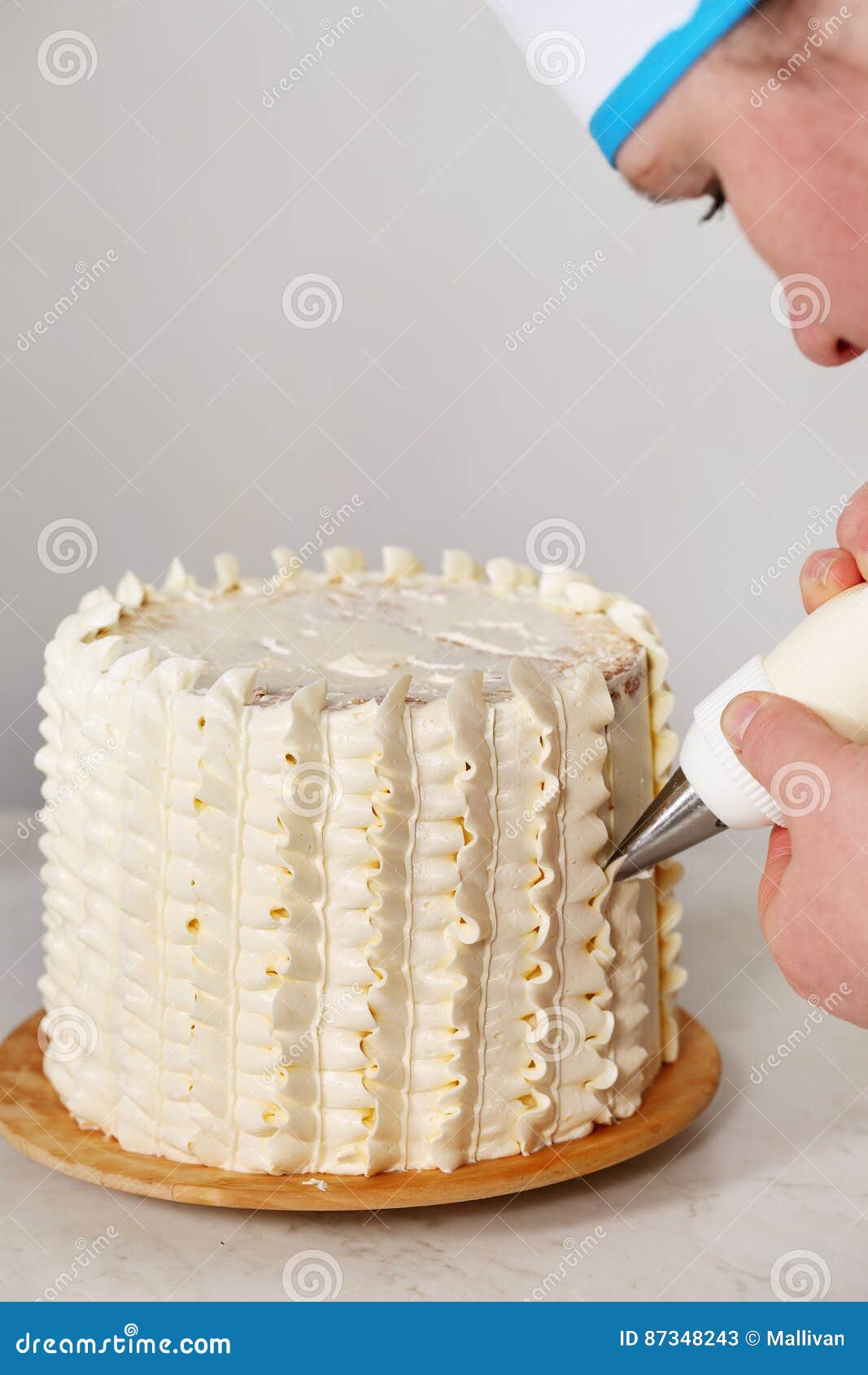 Chef prepares a cake stock image. Image of baking, confectionery - 87348243