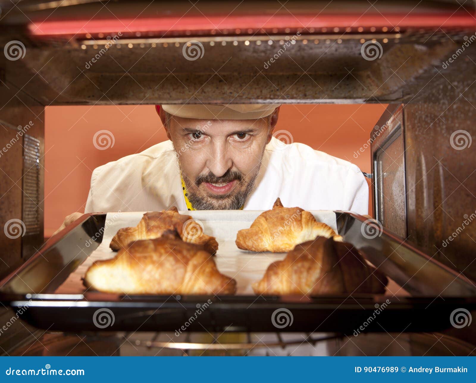 Chef Prepares Croissant in the Oven Stock Image - Image of dessert ...