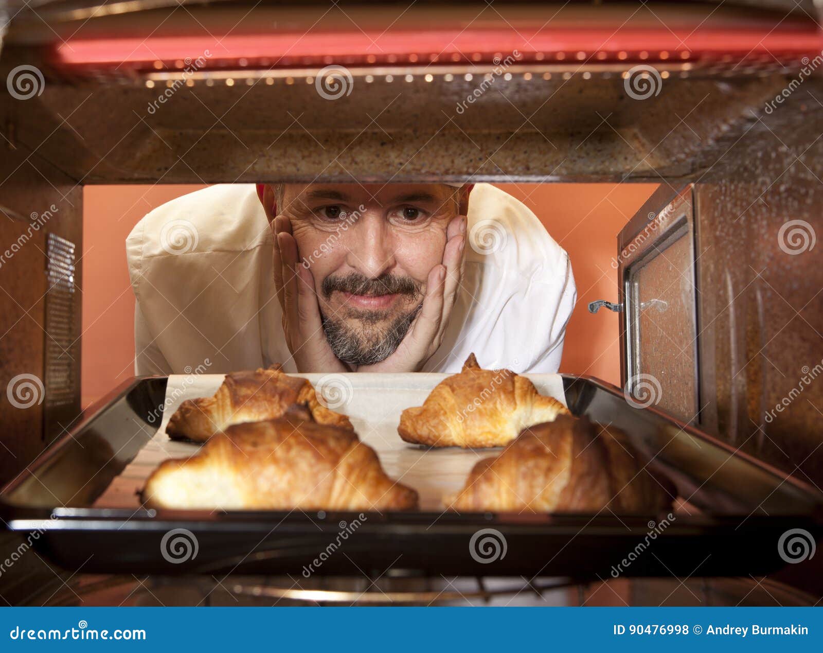 Chef Prepares Croissant in the Oven Stock Photo - Image of food, buns ...