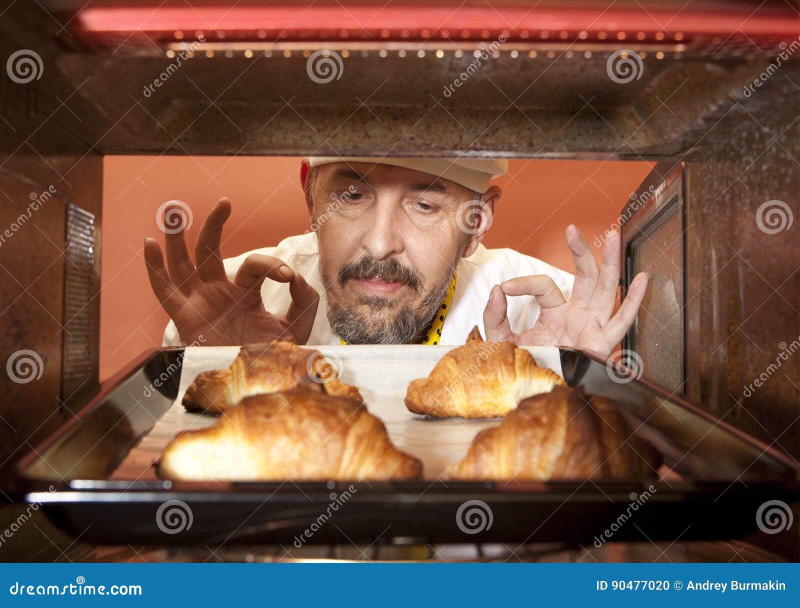 Chef Prepares Croissant in the Oven Stock Photo - Image of bakery, hold ...