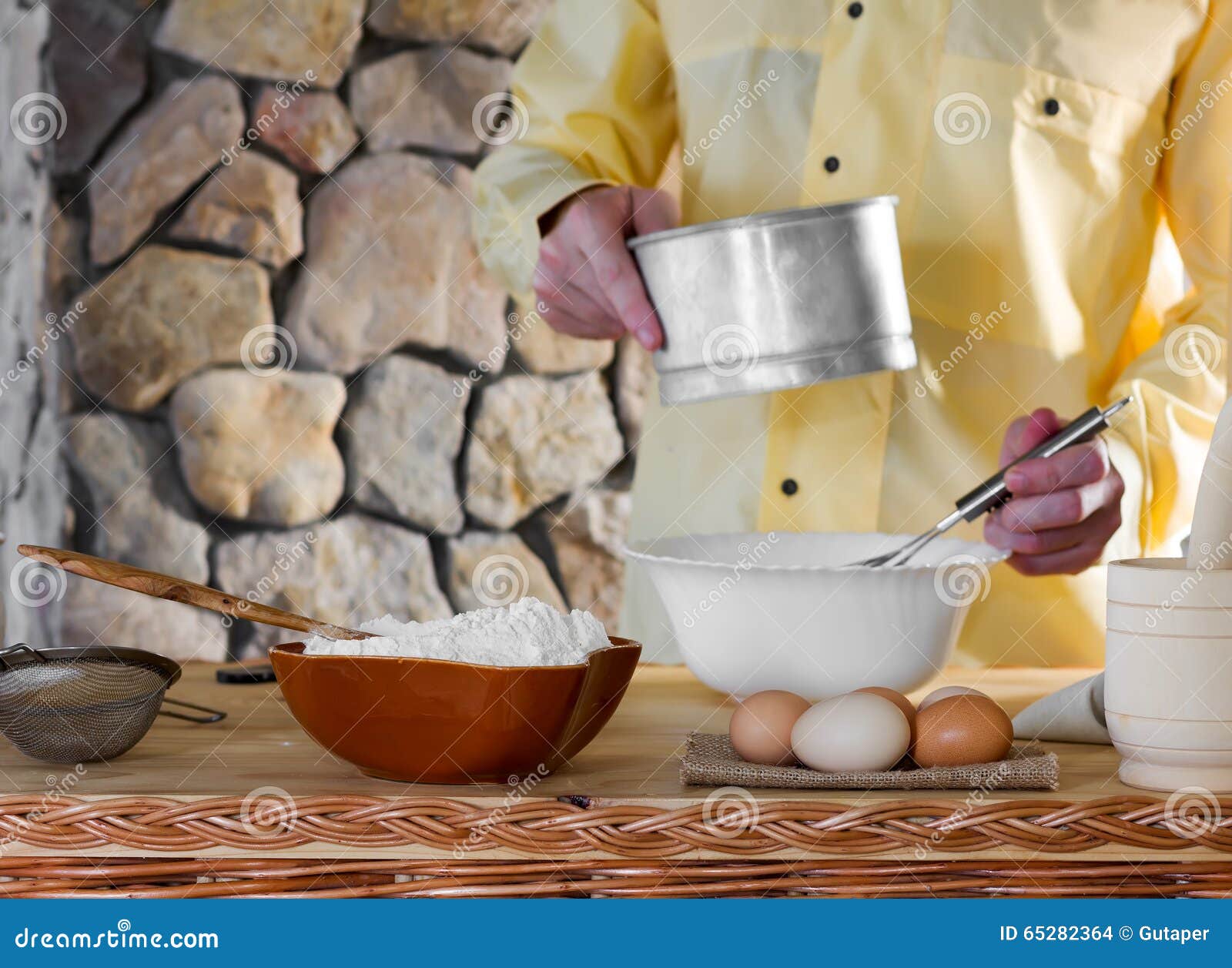 The Chef Prepares the Dough Stock Photo - Image of baking, flour: 65282364
