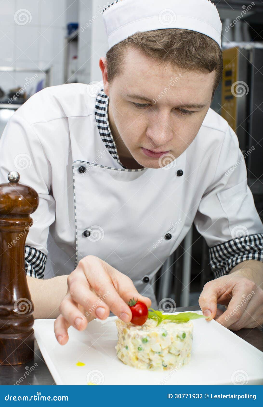 Chef prepares a meal stock photo. Image of smiling, restaurant - 30771932