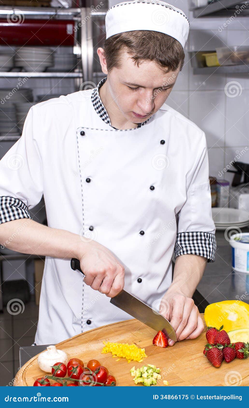 Chef prepares a meal stock image. Image of forties, middle - 34866175