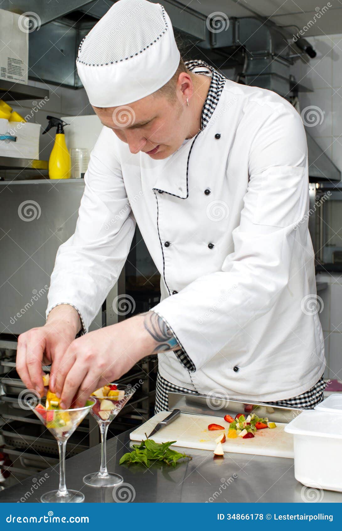 Chef prepares a meal stock photo. Image of middle, happy - 34866178