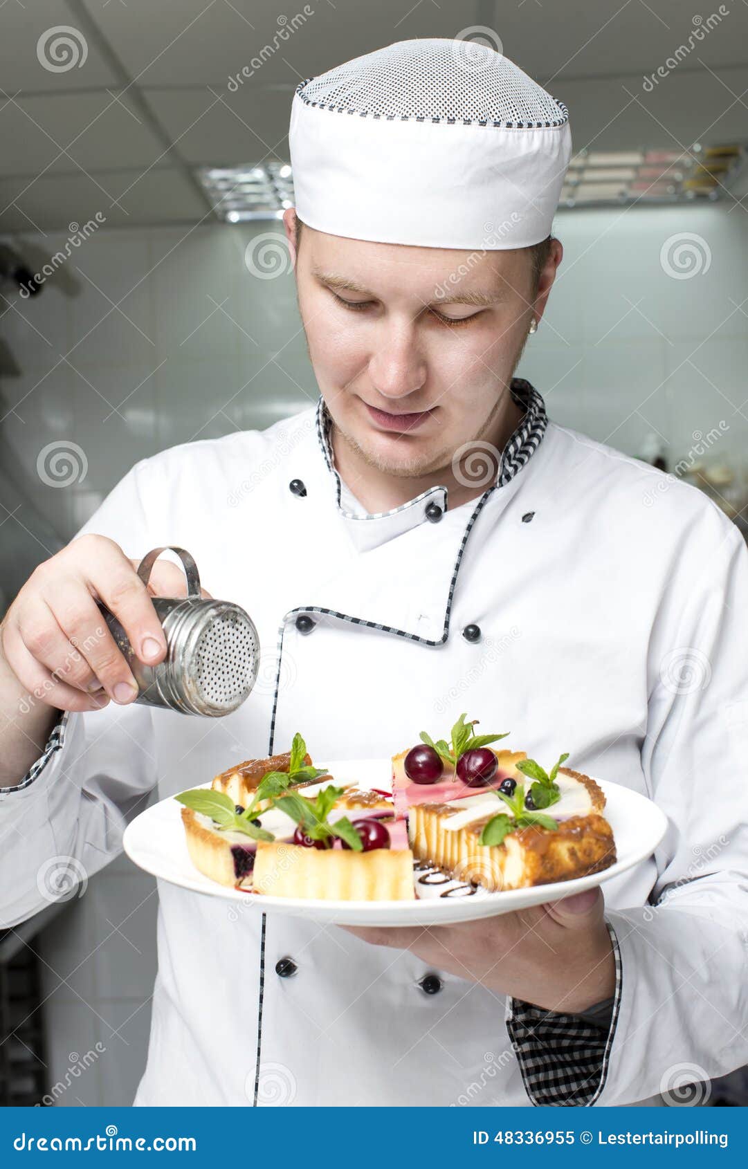 Chef prepares a meal stock image. Image of apron, sauce - 48336955