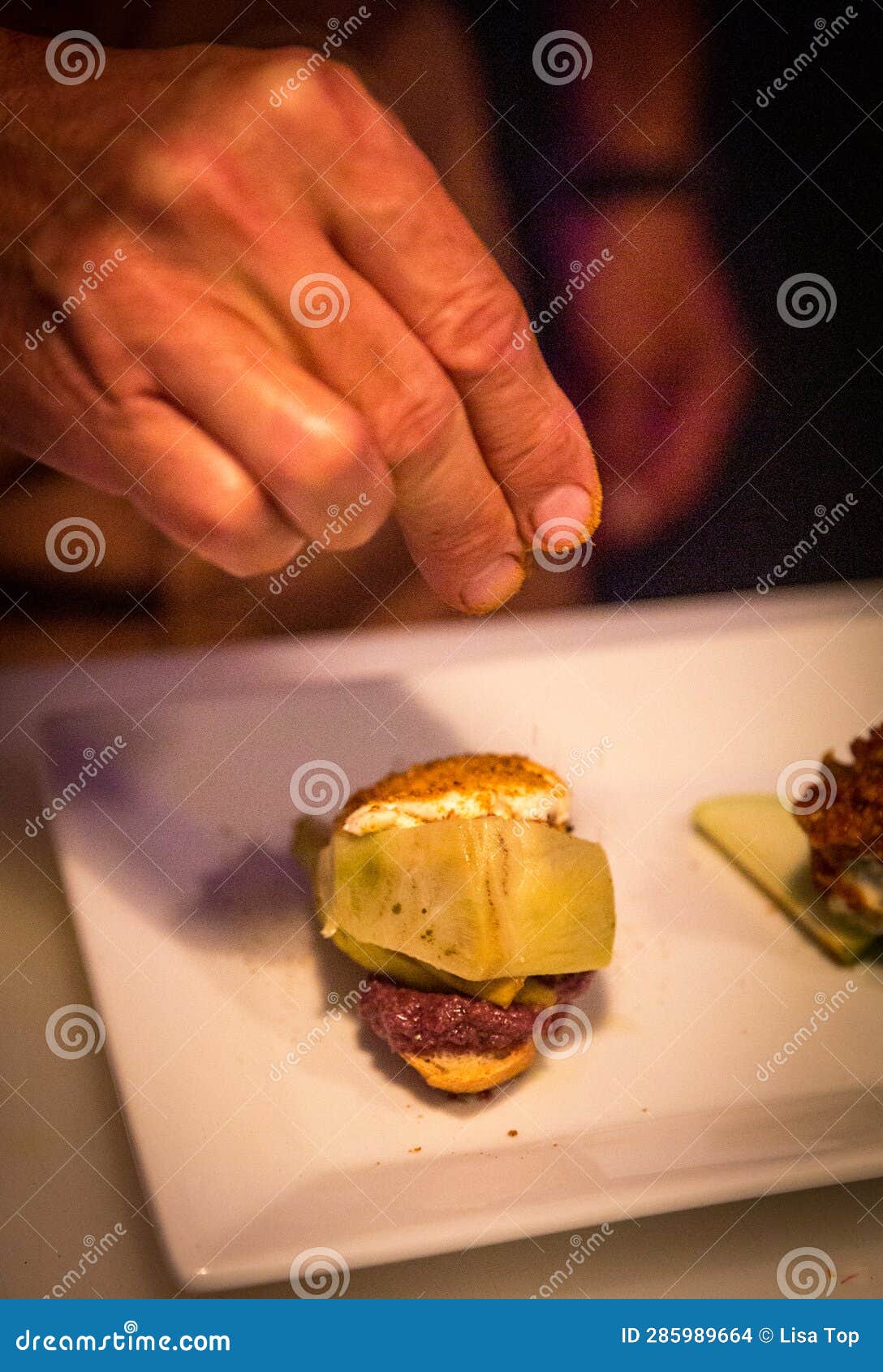 Chef Preparing an Appetizer Stock Photo - Image of cuisine, manmade ...