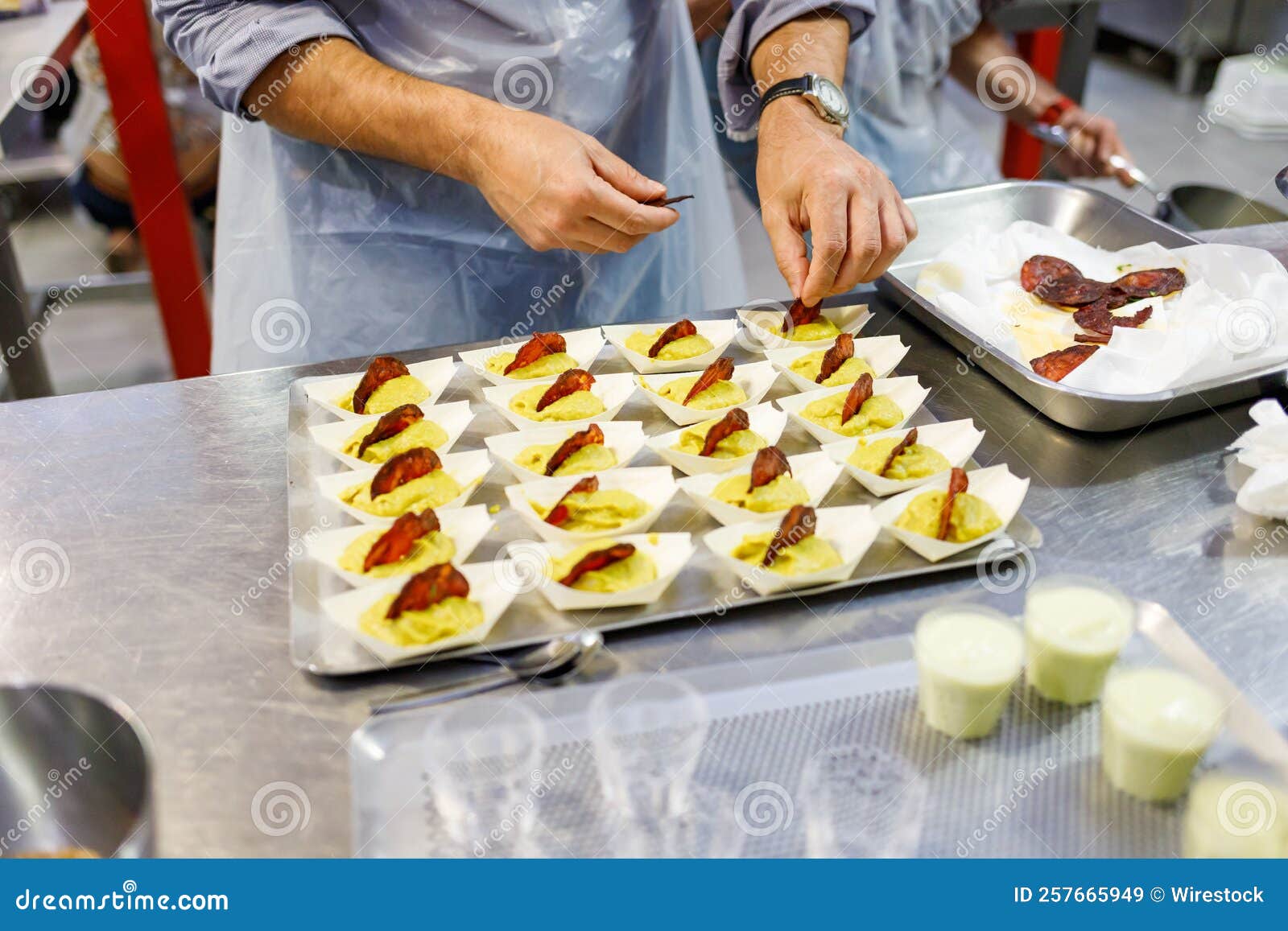 Chef Preparing Appetizers for a Buffet Meal Stock Image - Image of ...