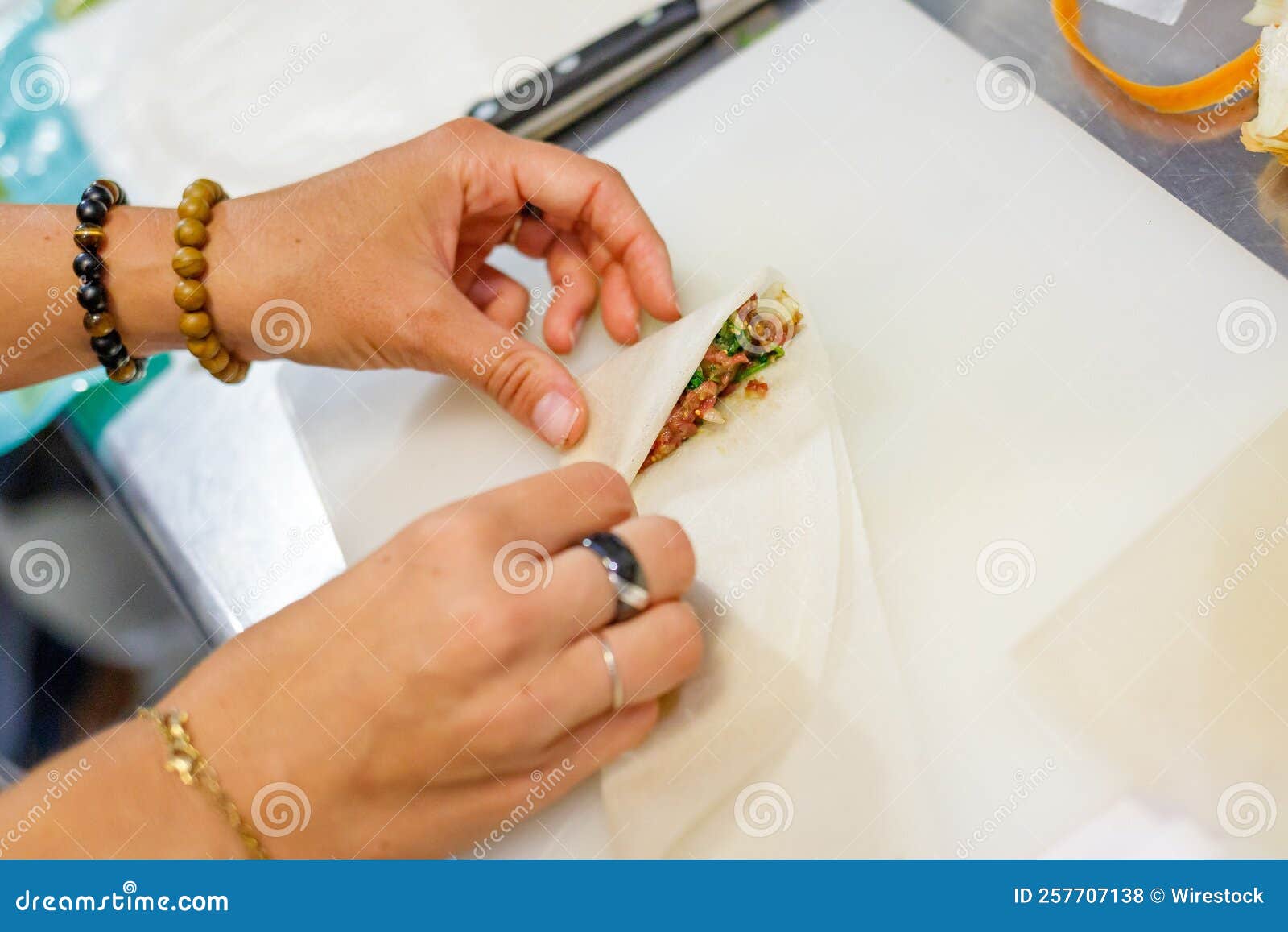 Chef Preparing Appetizers for a Buffet Meal Stock Photo - Image of ...