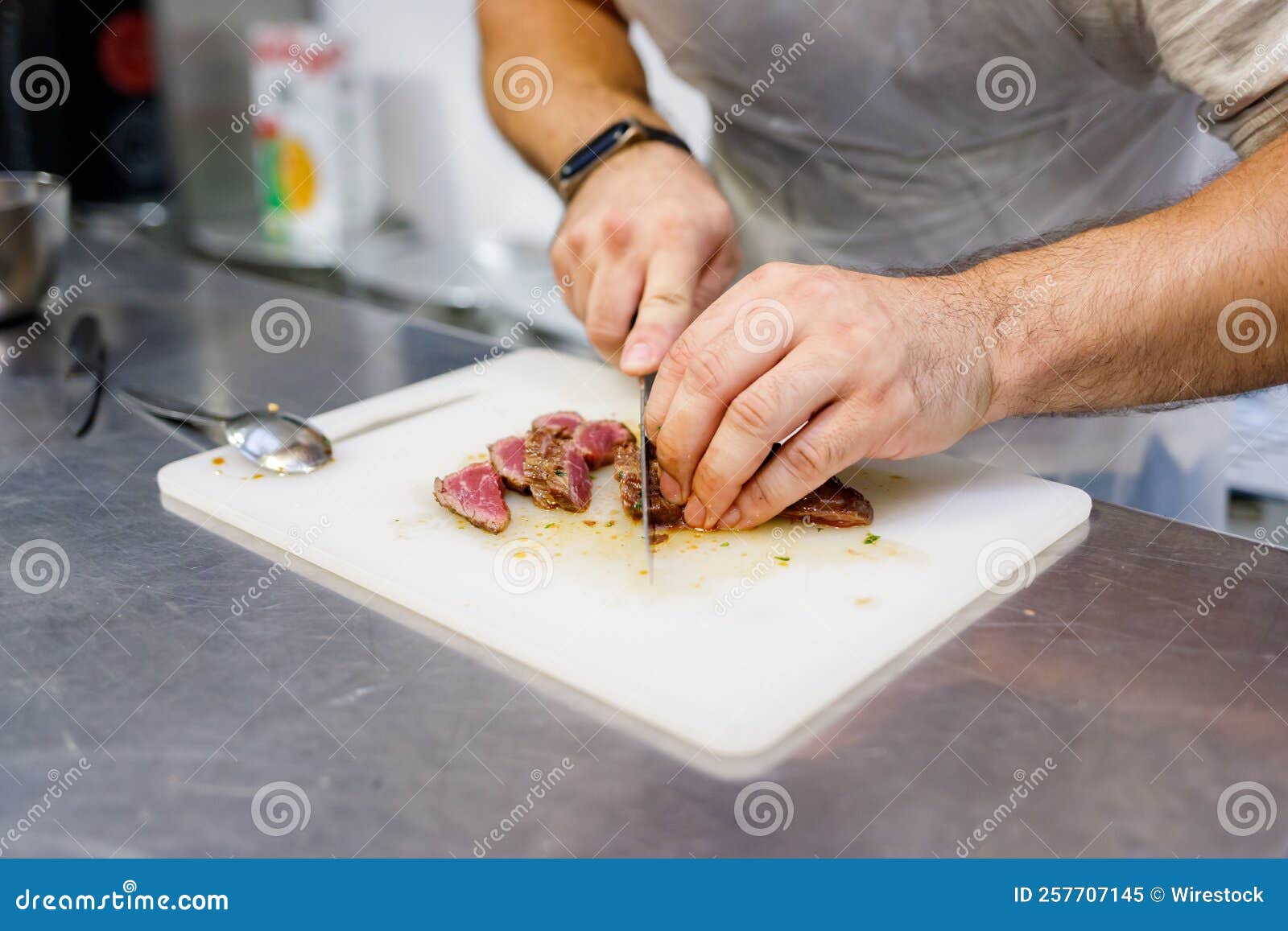 Chef Preparing Appetizers for a Buffet Meal Stock Image - Image of ...