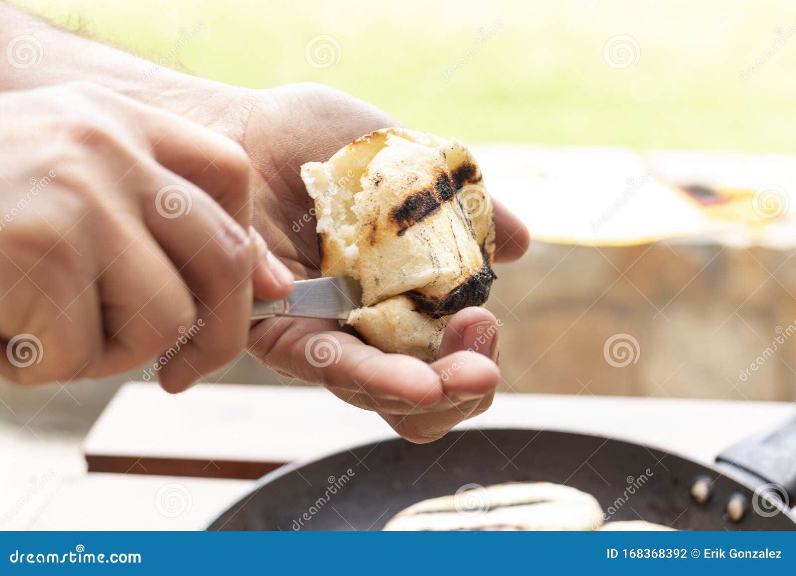 Chef is Preparing an Arepa for Eat Stock Photo - Image of colombian ...