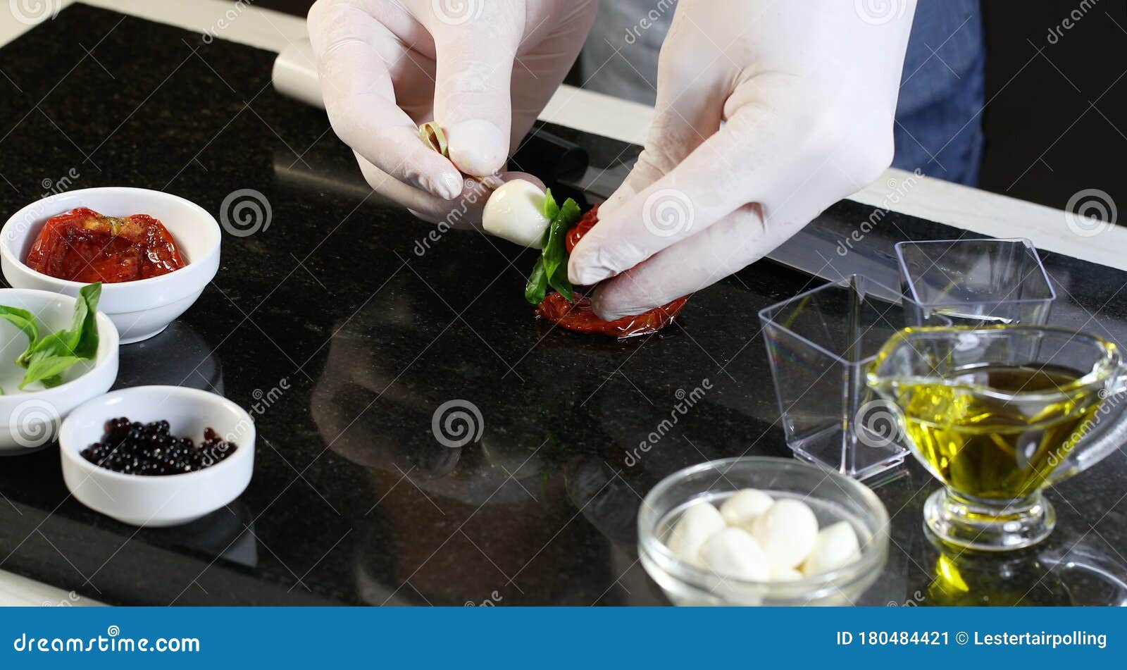 Chef Preparing Canapes in the Kitchen Stock Image - Image of cream ...