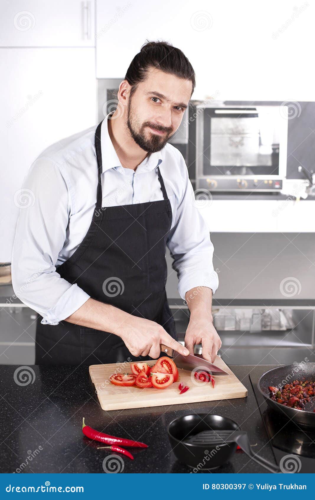 Chef Preparing Dishes in a Frying Pan Stock Image - Image of colors ...