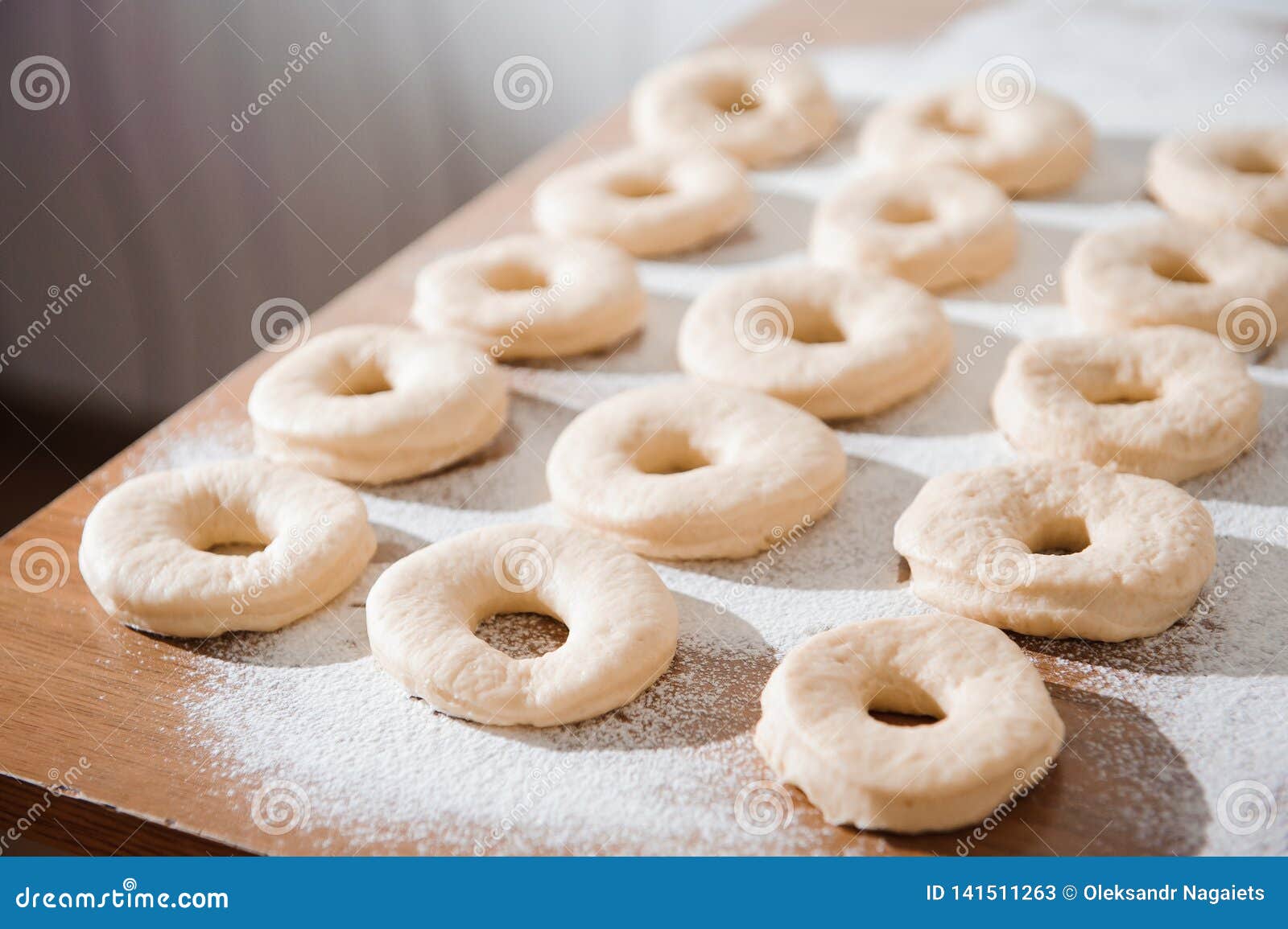 Chef Preparing Dough - Cooking Donuts Process, Work with Flour. Stock ...