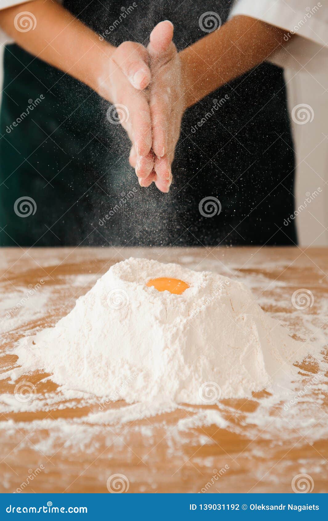 Chef Preparing Dough - Cooking Process, Work with Flour Stock Photo ...