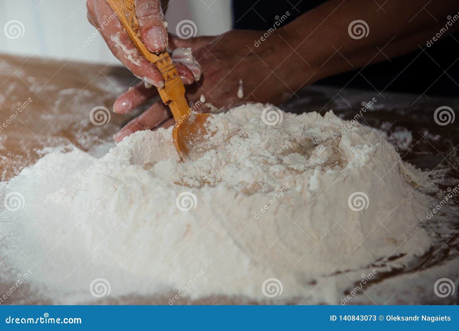Chef Preparing Dough - Cooking Process, Work with Flour Stock Image ...
