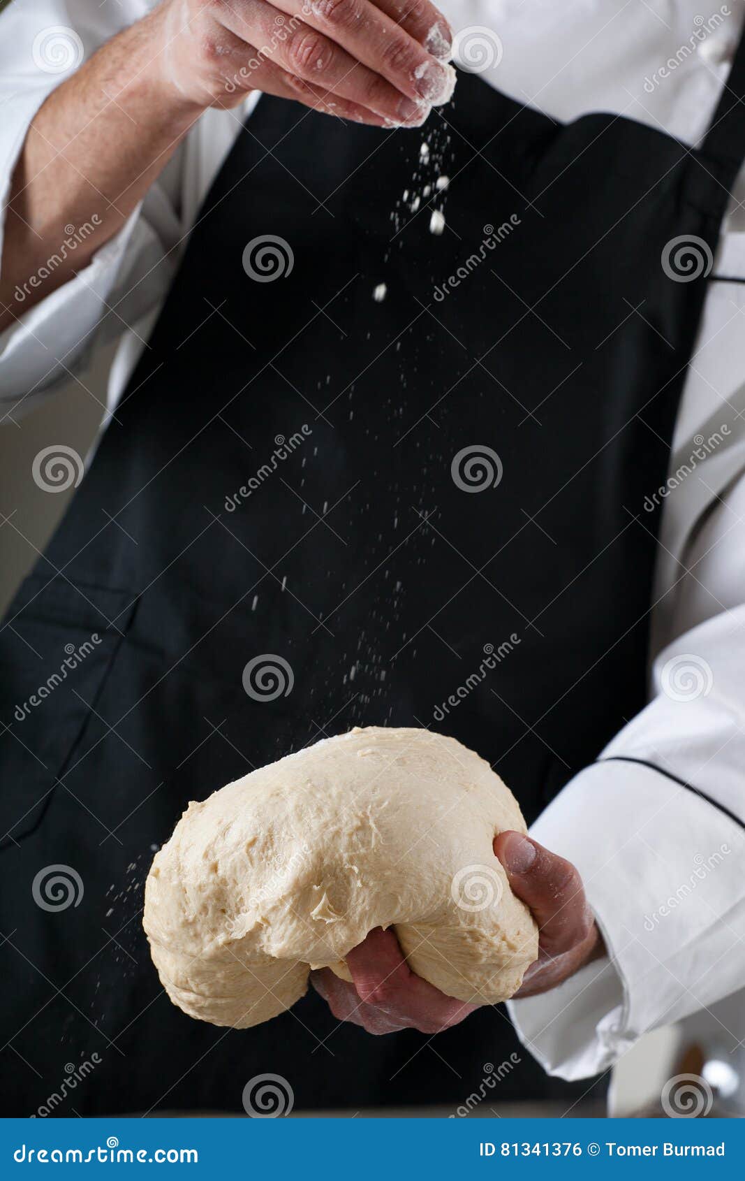 Chef Preparing Dough, Making Dough by Male Hands at Bakery Stock Photo ...