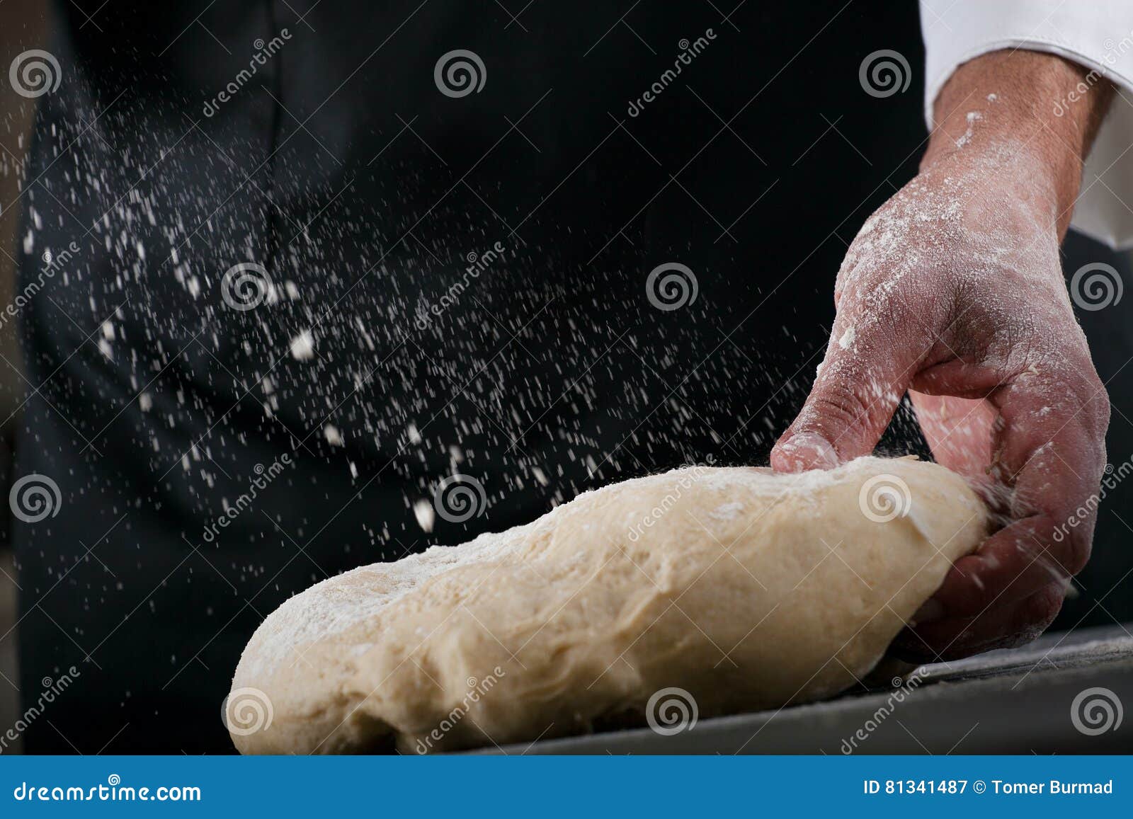 Chef Preparing Dough, Making Dough by Male Hands at Bakery Stock Image ...