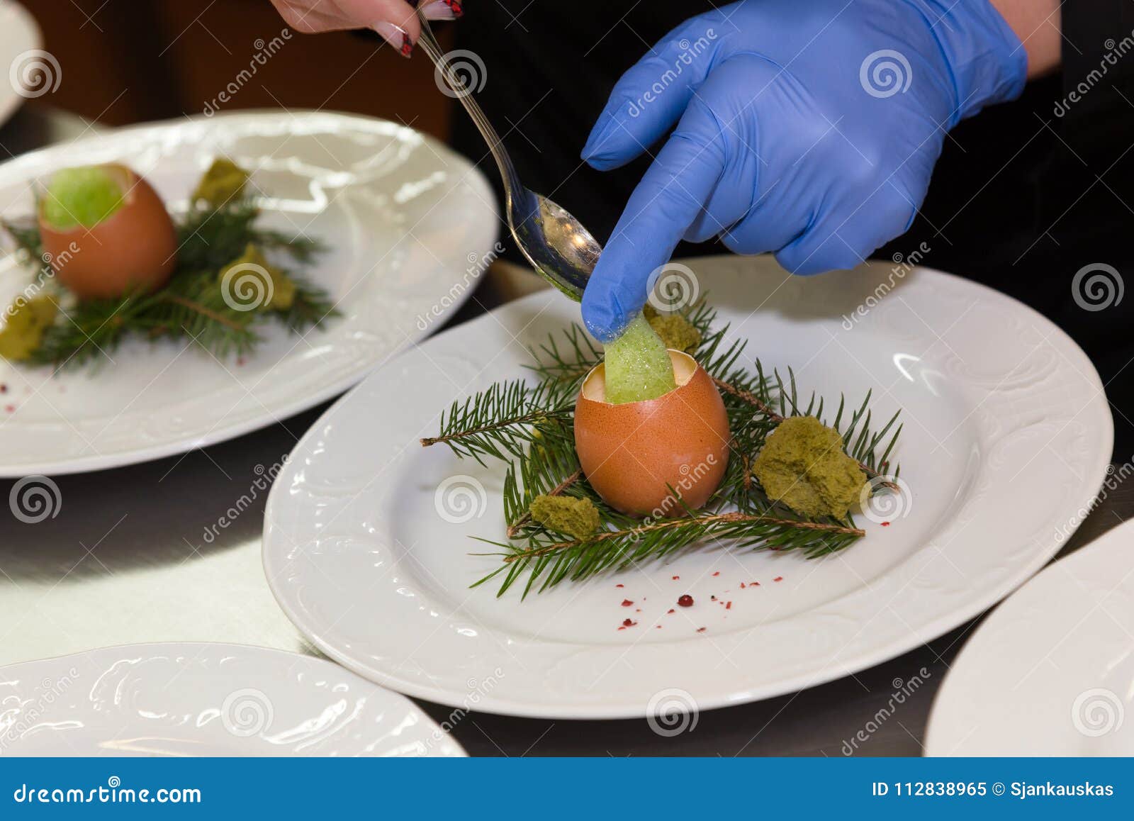Chef Preparing Egg Dish for Easter Stock Image - Image of elegant ...