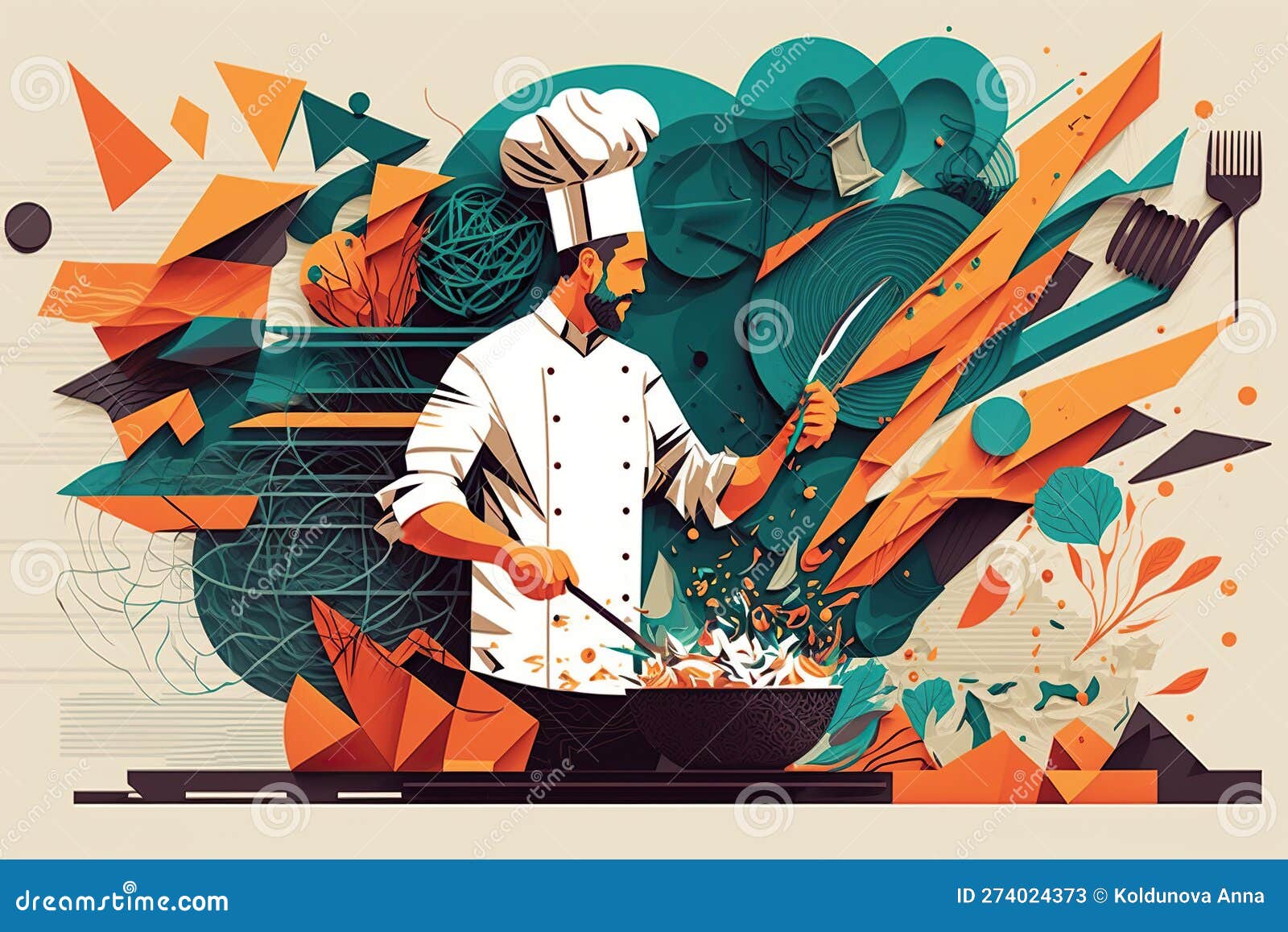Chef Preparing Food and Creating New Recipes on Bright Background ...