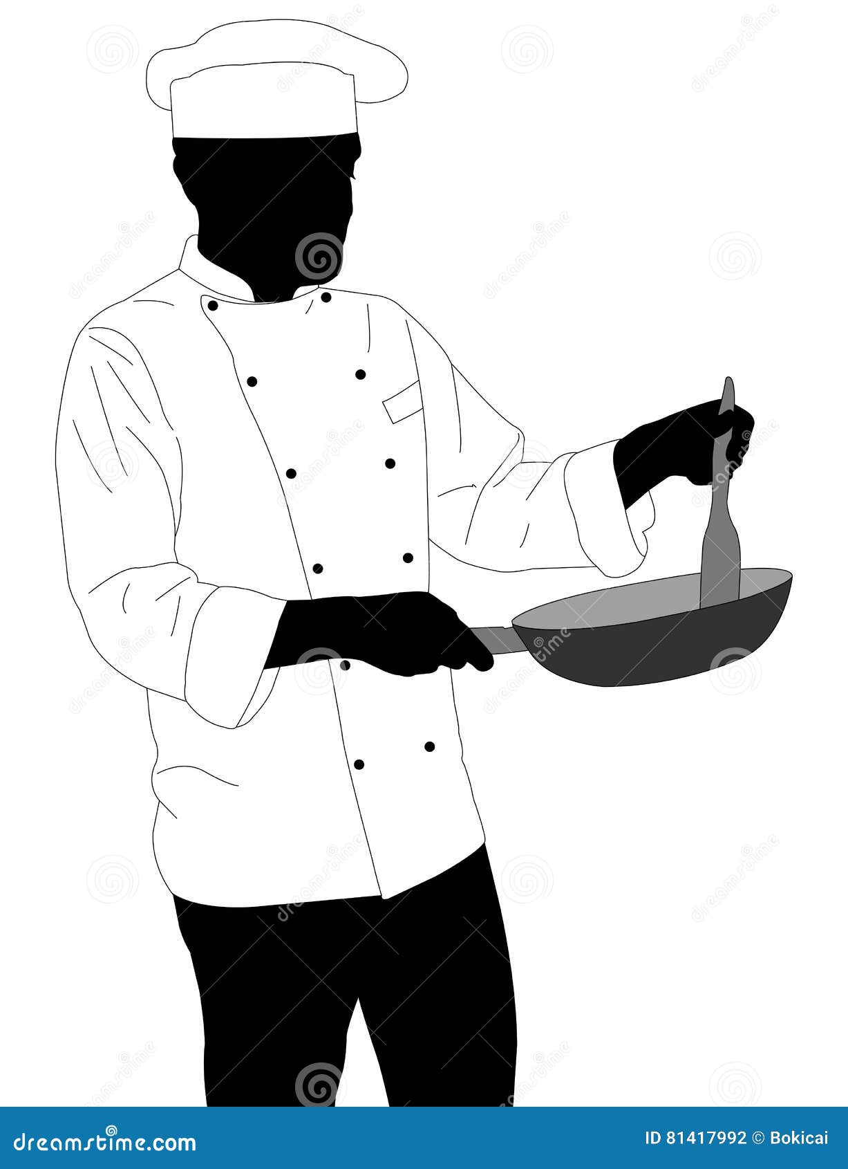 Silhouette Chef Cooks Barbecue Steaks Cartoon Vector | CartoonDealer ...
