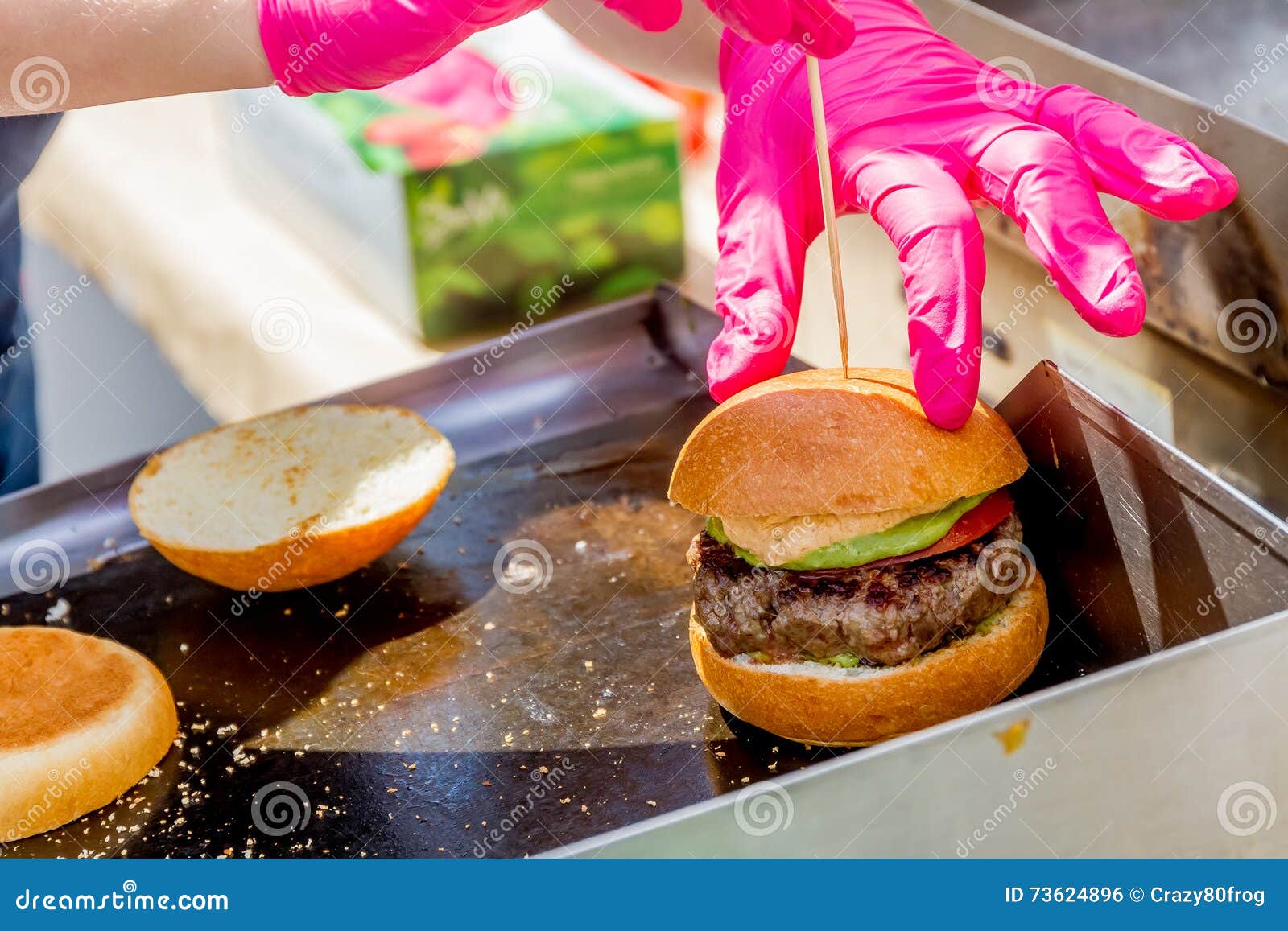 Chef Preparing Gourmet Burger Stock Photo - Image of preparation ...