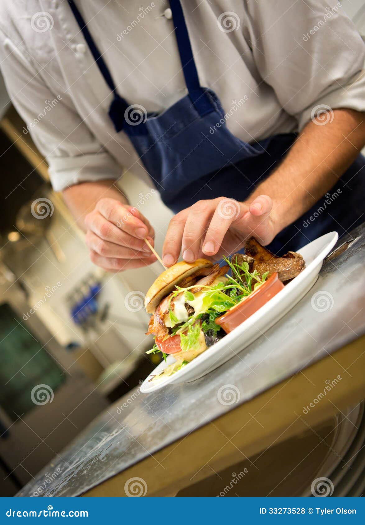 Chef Preparing Gourmet Hamburger Stock Photo - Image of cafe, adult ...