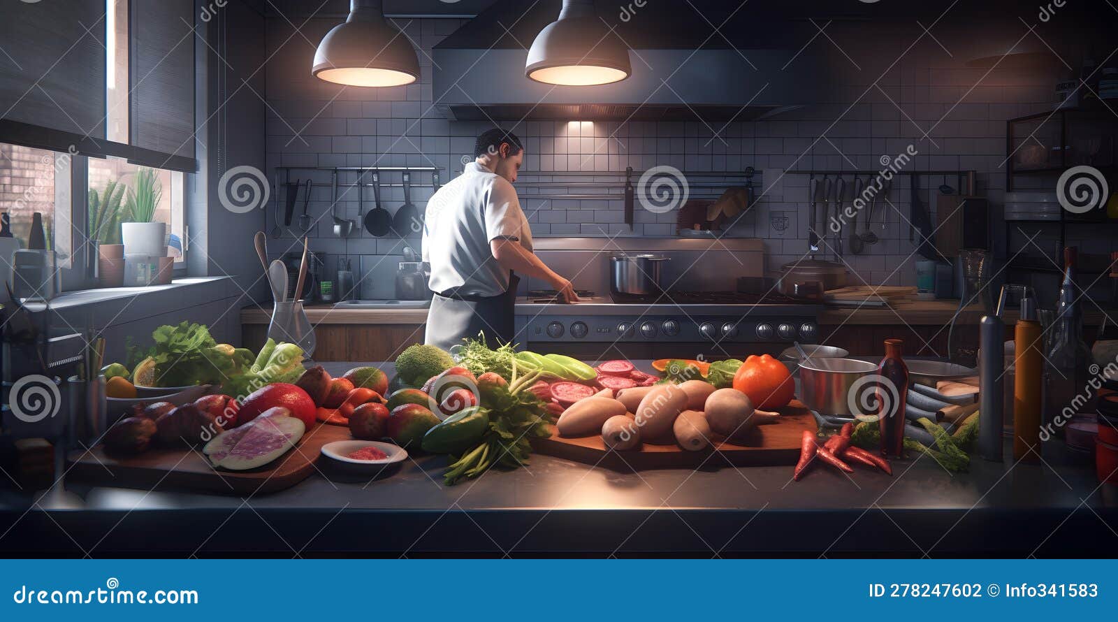 A Chef Preparing a Healthy Meal with Fresh Ingredients in Generative AI ...