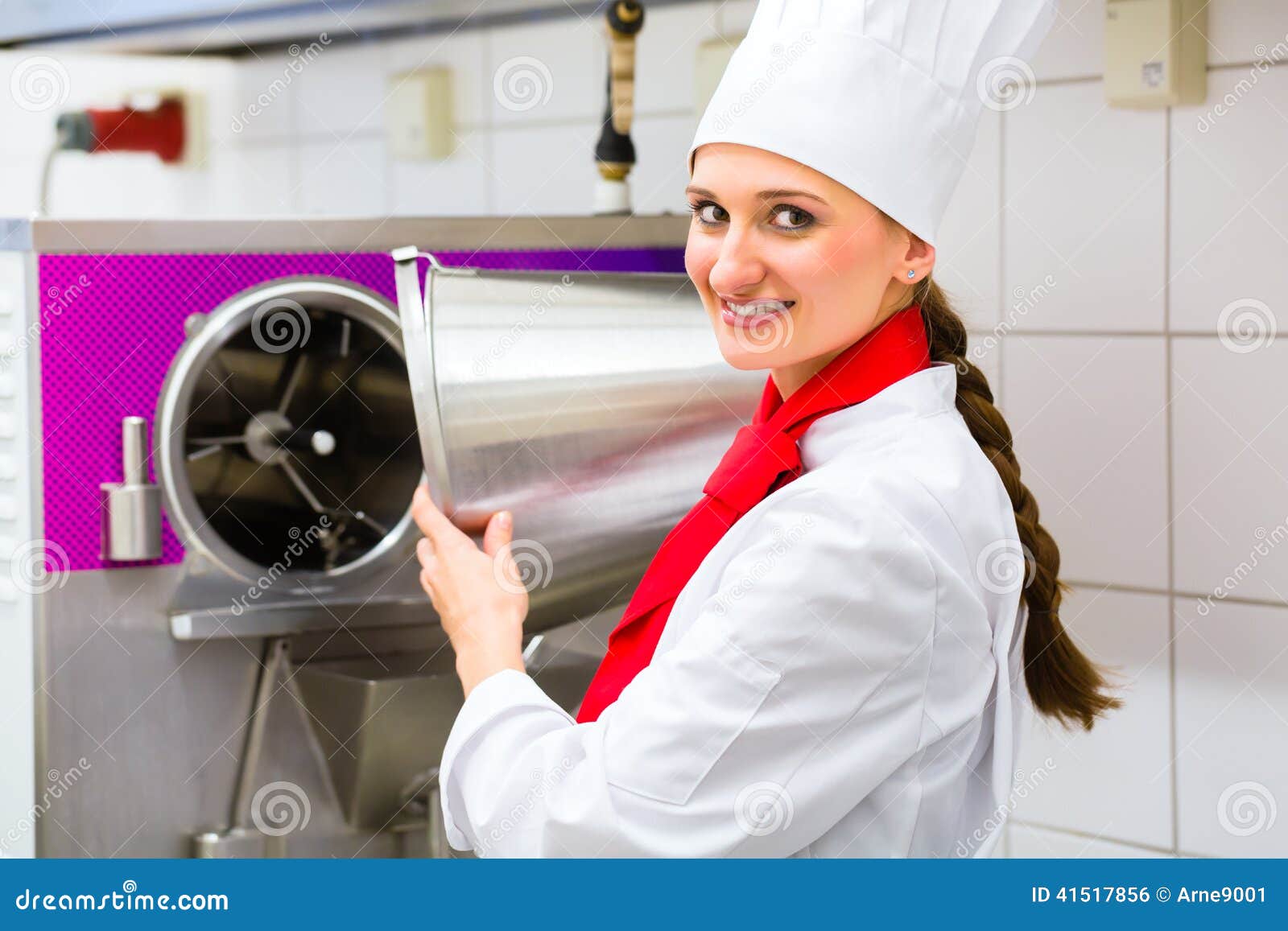 Chef Preparing Ice Cream with Machine Stock Photo - Image of restaurant ...