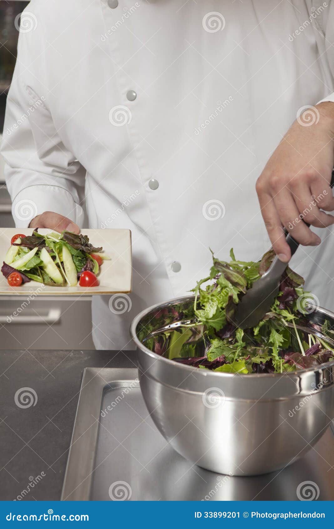 Chef Preparing Leaf Vegetables in Commercial Kitchen Stock Image ...