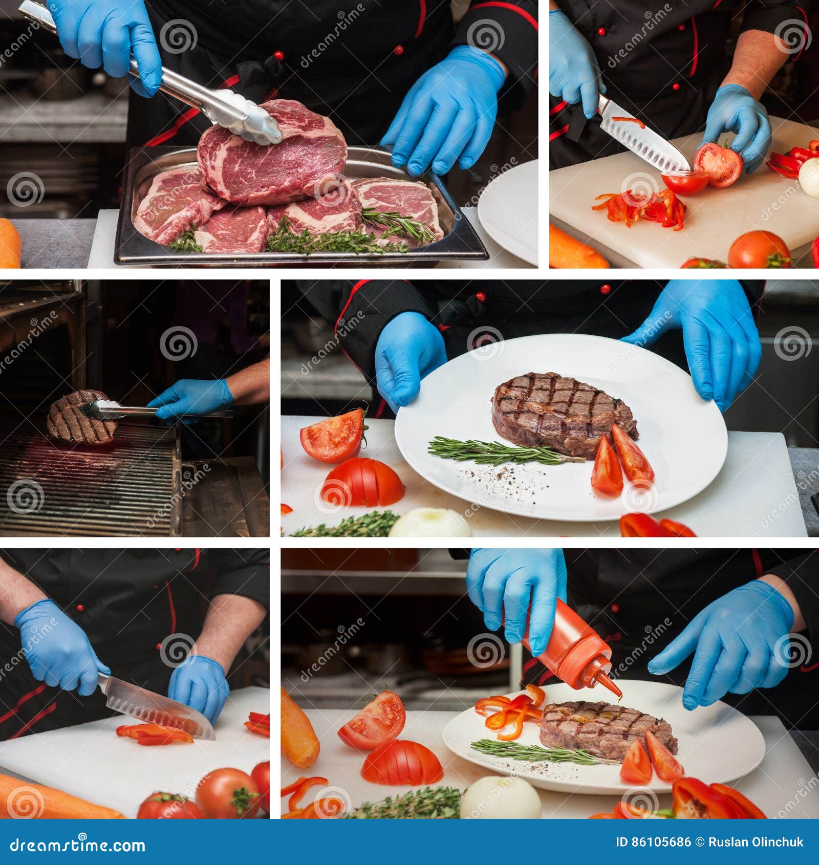 Chef preparing meat steak stock photo. Image of fillet - 86105686