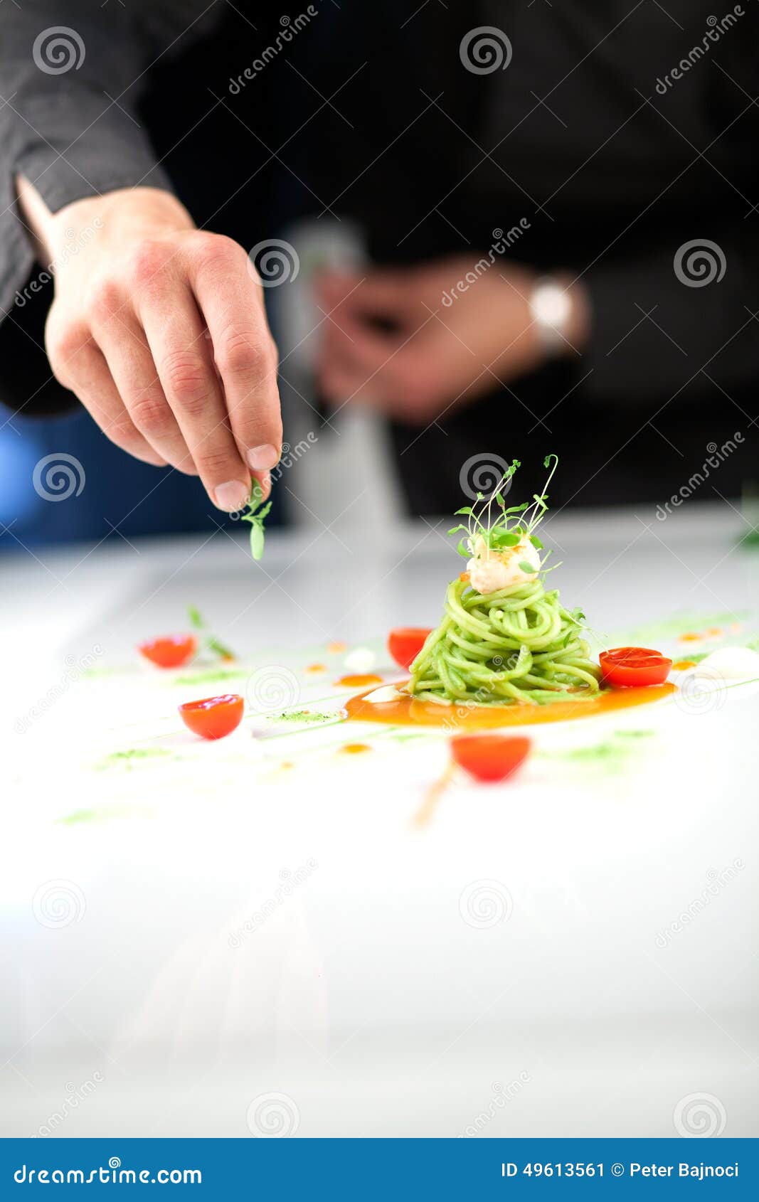 Chef Preparing a Pasta Dish Stock Image - Image of female, prepare ...