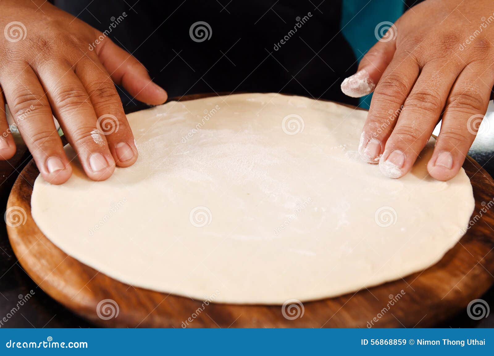 Chef Preparing pizza dough stock image. Image of nourishment - 56868859