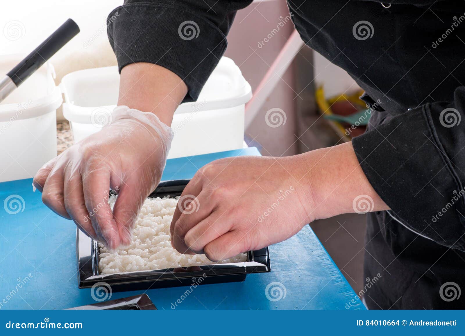 Chef preparing rice stock photo. Image of cuisine, male - 84010664