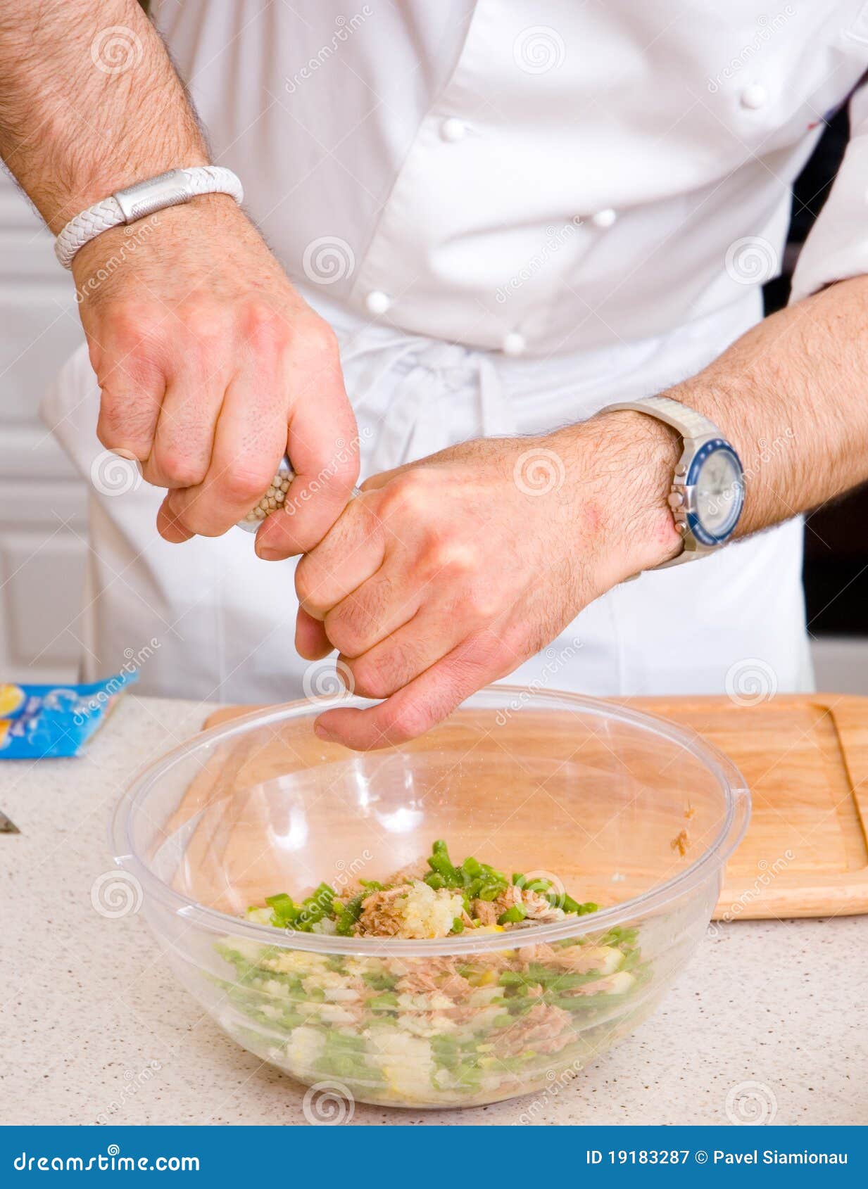 Chef preparing salad stock image. Image of cookbook, cooker - 19183287