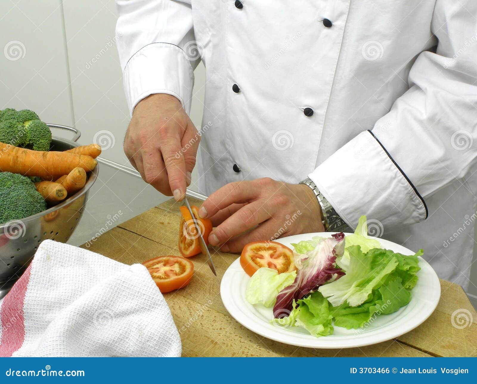 Chef preparing a salad stock photo. Image of tomato, cuisine - 3703466